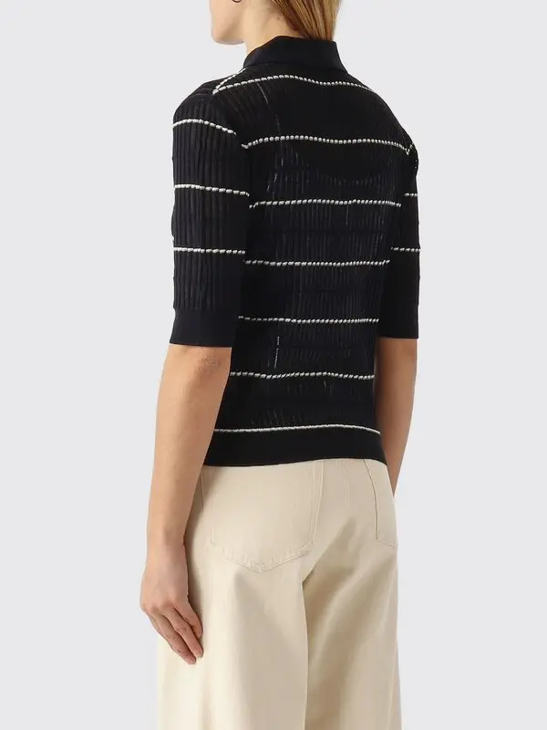 Max Mara Striped Wool And Silk Polo Shirt