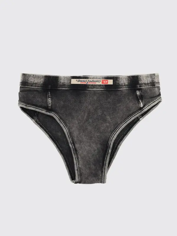 DIESEL® Cotton Denim Effect Briefs - Black