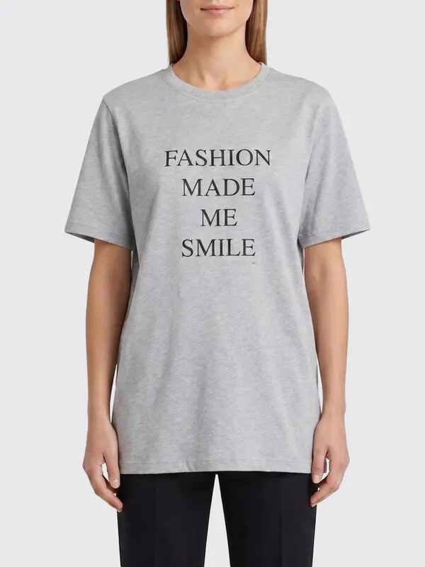 Victoria Beckham Cotton T-shirts With Slogan - Grey