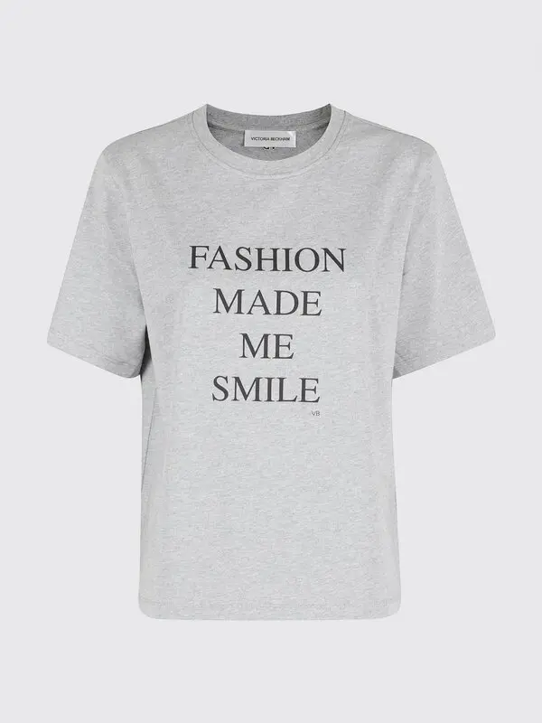 Victoria Beckham Cotton T-shirts With Slogan - Grey