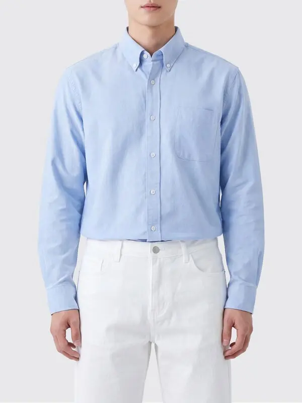 SEBAGO Long-sleeve Cotton Shirt With Button-down Collar And Patch Pocket - Gnawed Blue