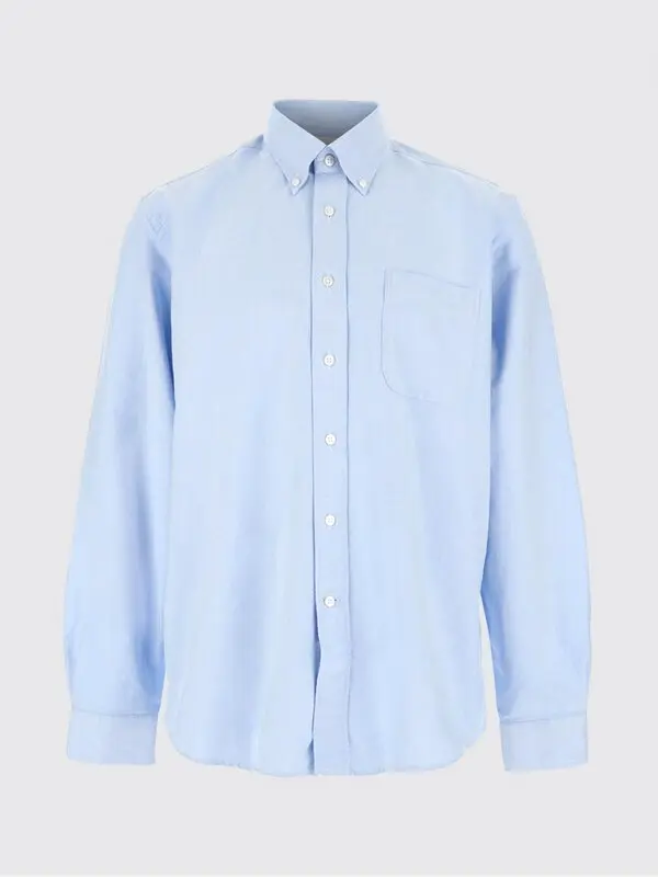 SEBAGO Long-sleeve Cotton Shirt With Button-down Collar And Patch Pocket - Gnawed Blue