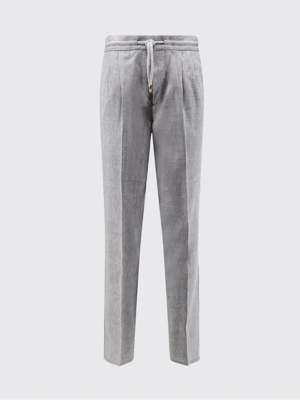 Brunello Cucinelli Drawstring Trousers In Linen And Virgin Wool