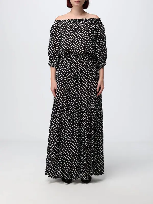 CRIDA MILANO Formentera Polka Dot Maxi Dress - Black