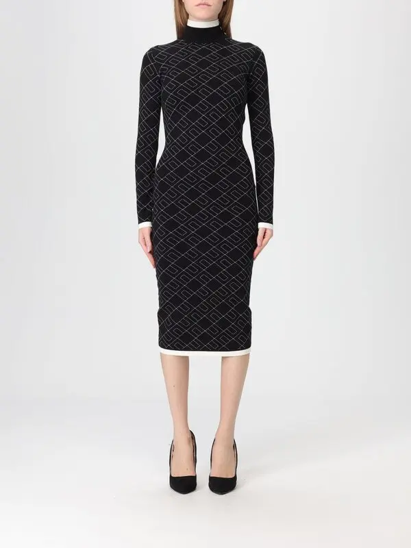 Elisabetta Franchi Geometric Knit Midi Dress - Black