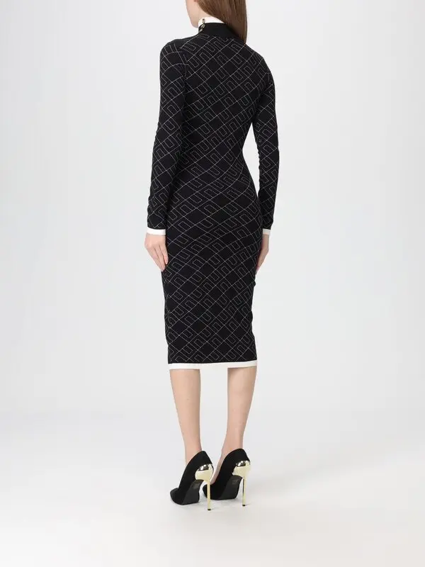 Elisabetta Franchi Geometric Knit Midi Dress - Black