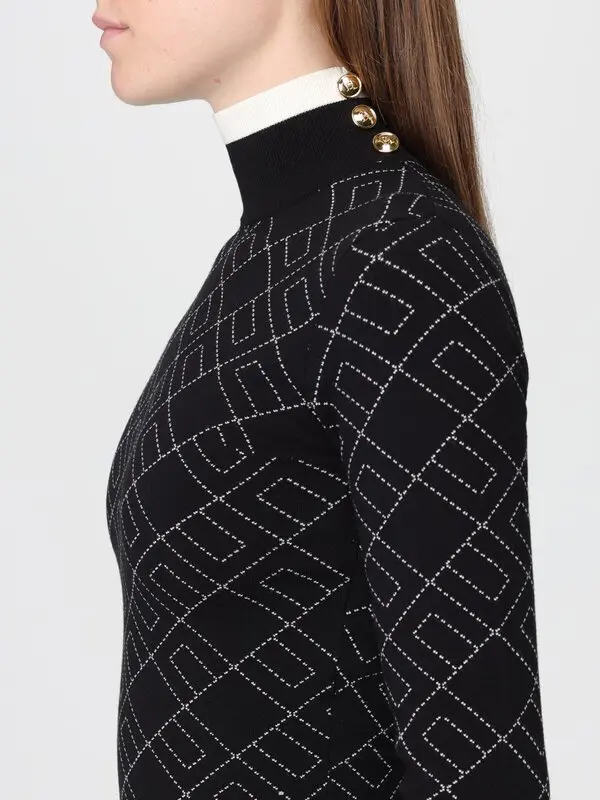 Elisabetta Franchi Geometric Knit Midi Dress - Black