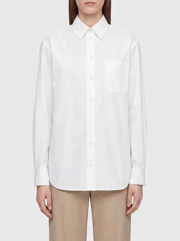 THE ROW Cotton Poplin Shirt With Classic Collar And Patch Pocket - White