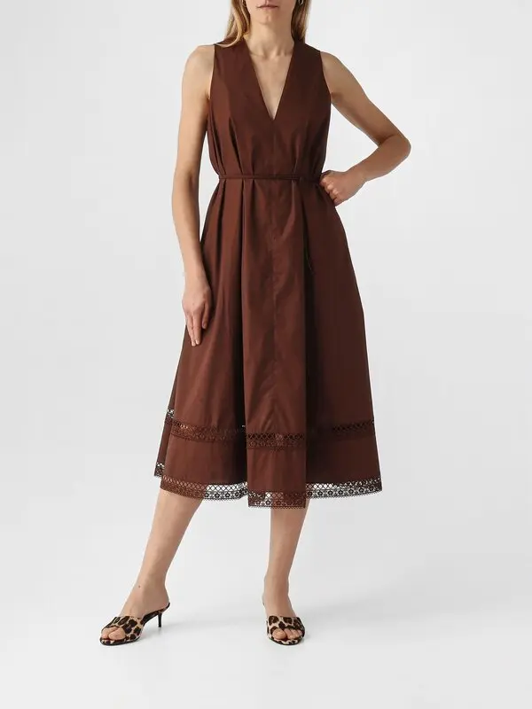 TWINSET Cotton Midi Dress - Brown