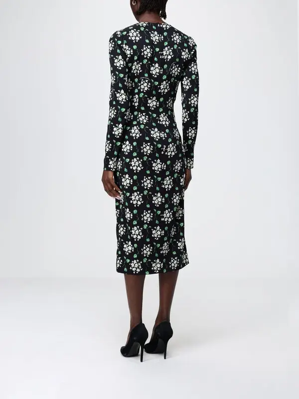 Dolce & Gabbana Floral Print Stretch Silk Midi Dress