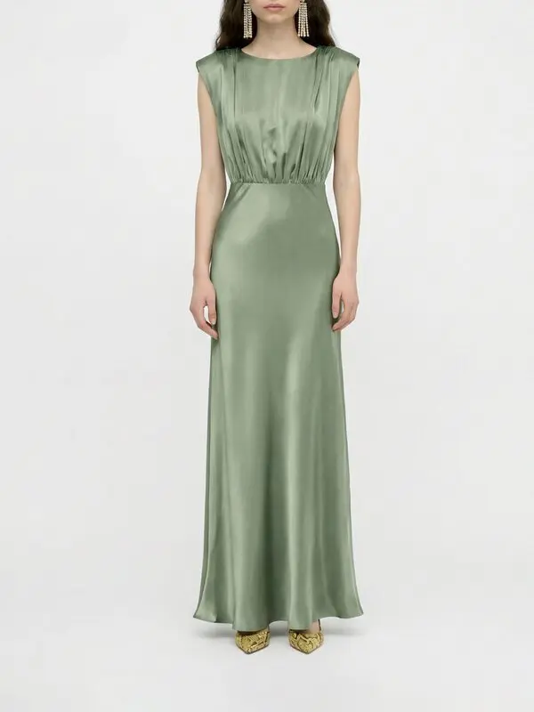 SEMICOUTURE Long Silk Blend Evening Dress - Green