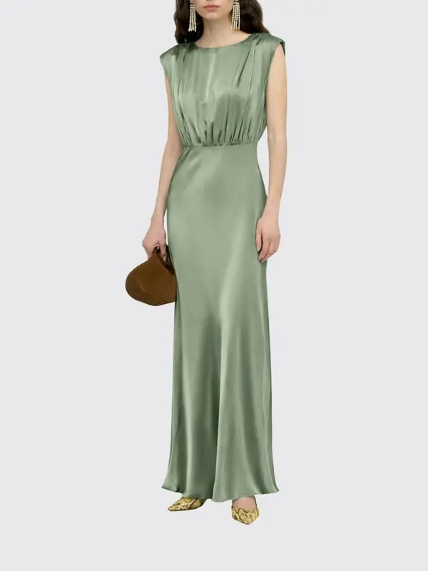SEMICOUTURE Long Silk Blend Evening Dress - Green