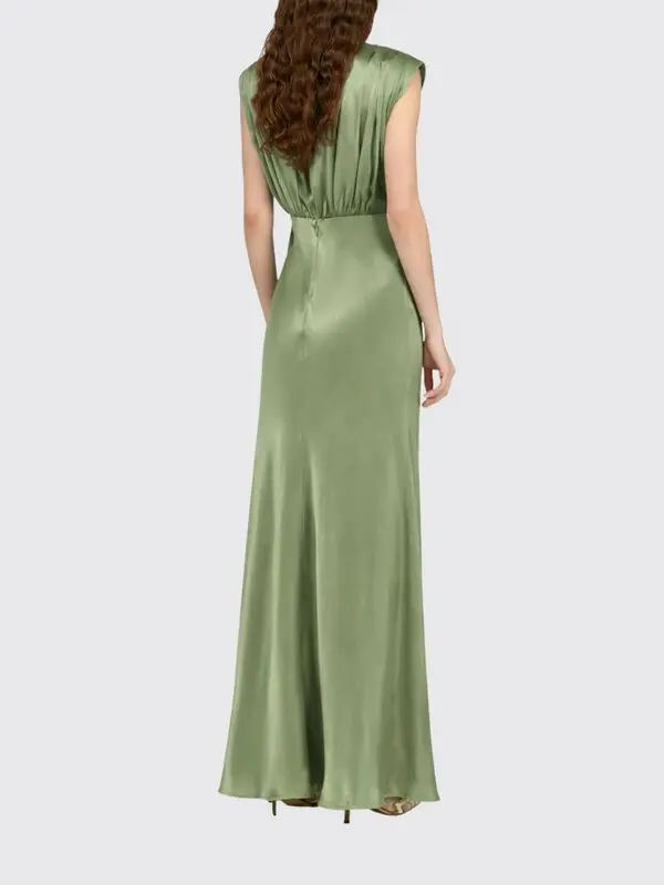 SEMICOUTURE Long Silk Blend Evening Dress - Green