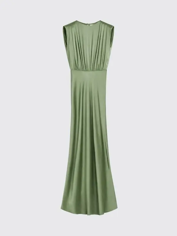 SEMICOUTURE Long Silk Blend Evening Dress - Green