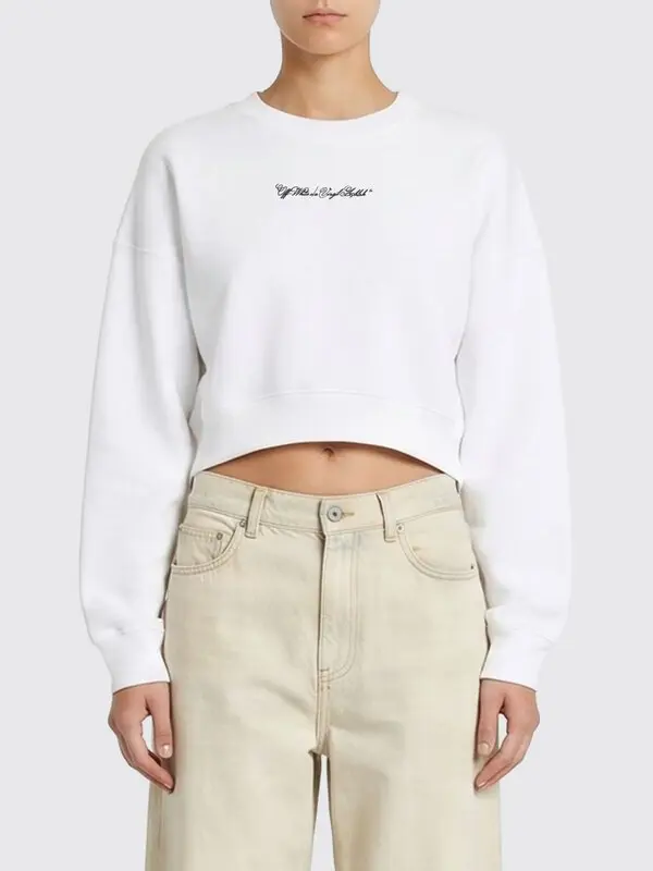 Off-White Cropped Cotton-blend Sweatshirt With Back Arrow Logo