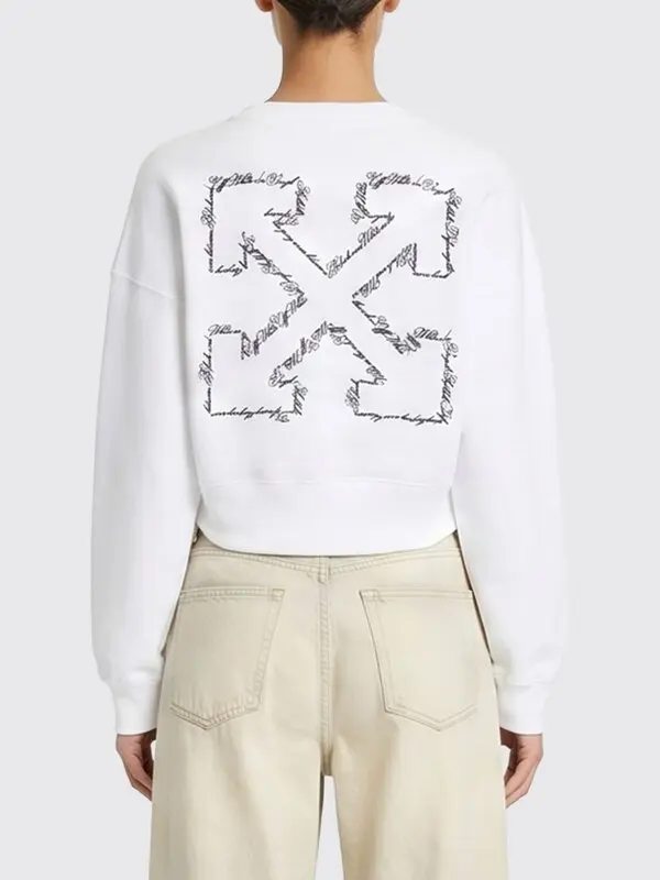 Off-White Cropped Cotton-blend Sweatshirt With Back Arrow Logo