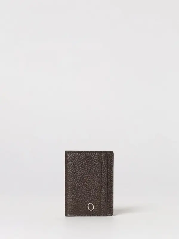 Orciani Micron Hammered Leather Credit Card Holder - Brown