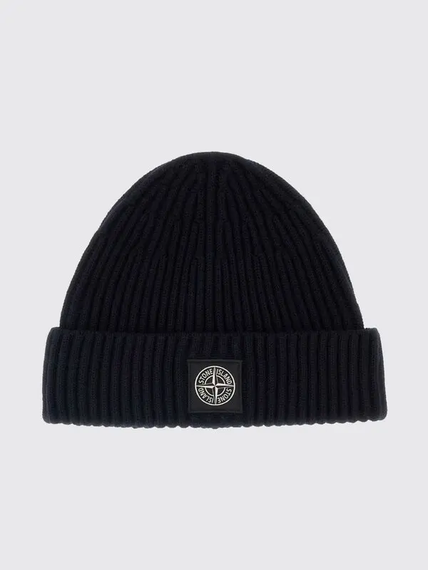 Stone Island Ribbed Beanie Hat - Blue