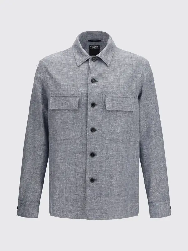 Zegna Wool Blend Shirt Jacket With Patch Pockets