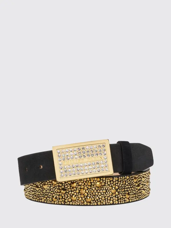 Philipp Plein Embellished Leather Belt With Rhinestones