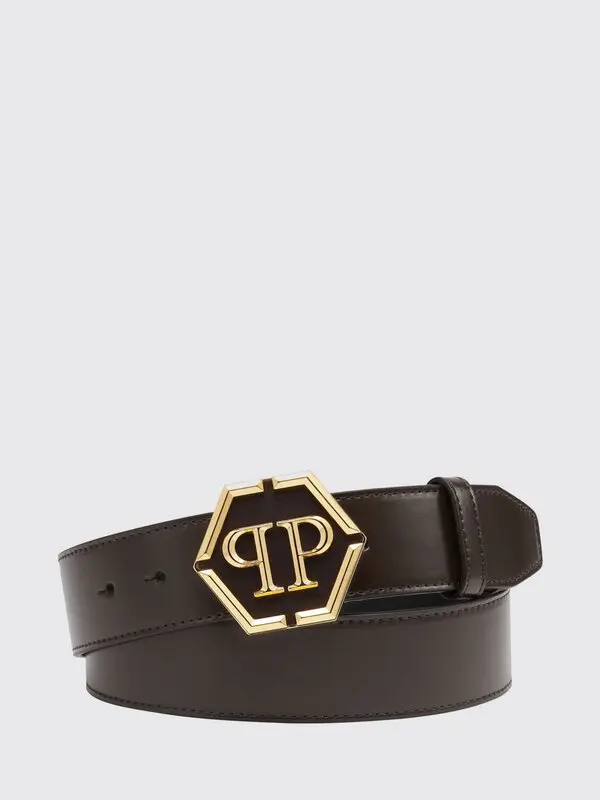 Philipp Plein Leather Belt With Monogram Buckle