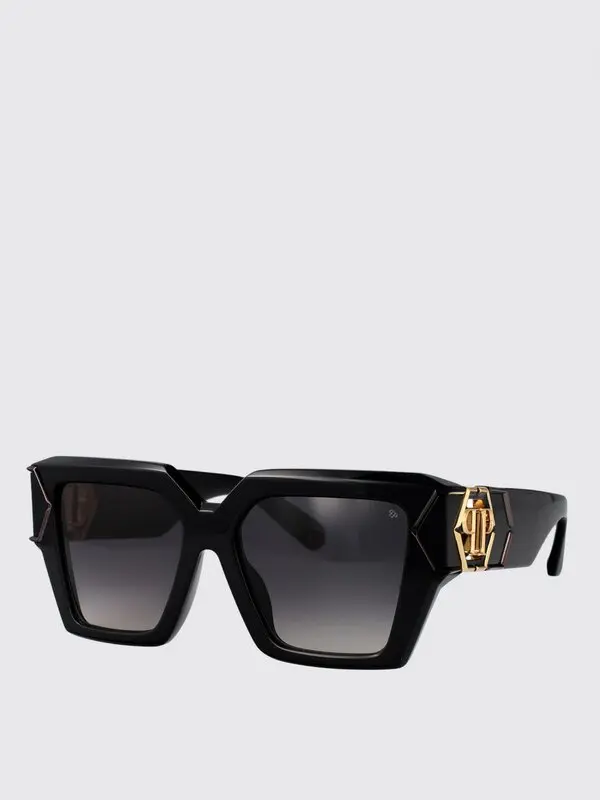 Philipp Plein Tortoiseshell Sunglasses With Gold Tone Embellishments - Black 1