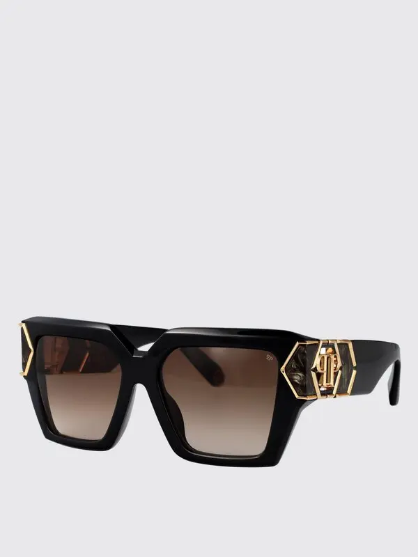 Philipp Plein Tortoiseshell Sunglasses With Gold Tone Embellishments - Black