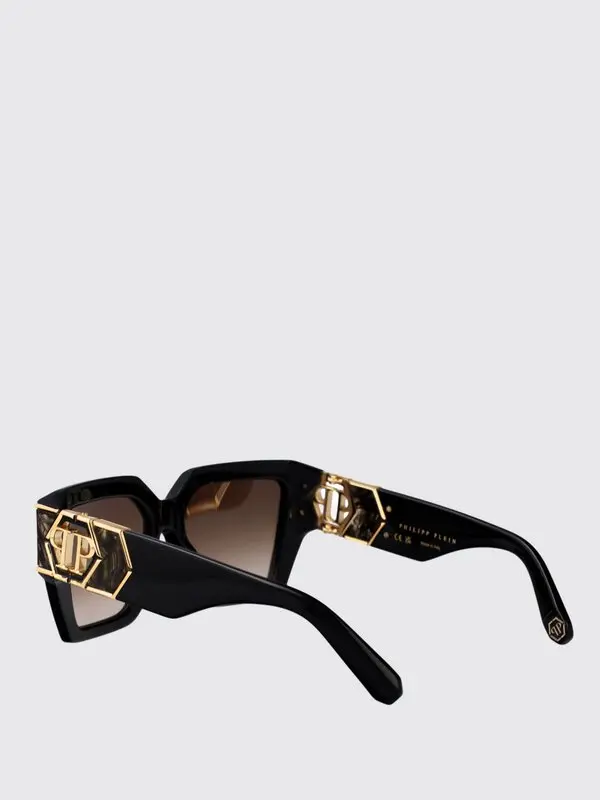 Philipp Plein Tortoiseshell Sunglasses With Gold Tone Embellishments - Black