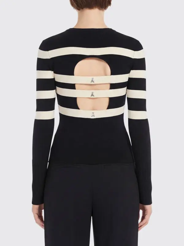 Patrizia Pepe Striped Viscose Blend Crewneck Sweater