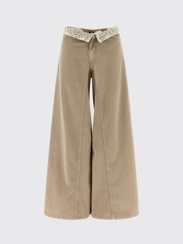 Pinko Cotton Denim Jeans With Lace Inserts
