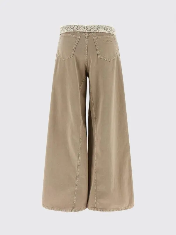 Pinko Cotton Denim Jeans With Lace Inserts