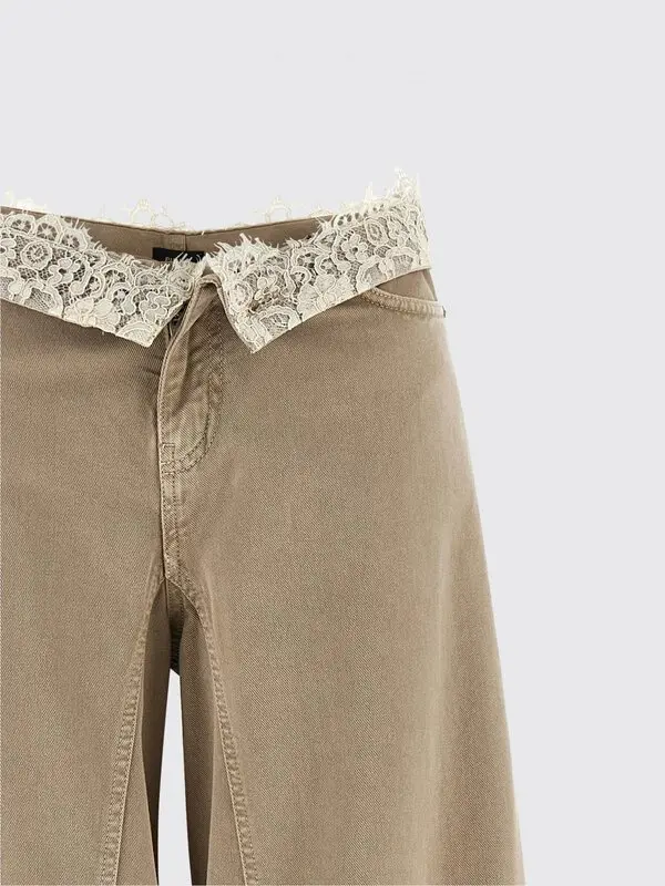 Pinko Cotton Denim Jeans With Lace Inserts