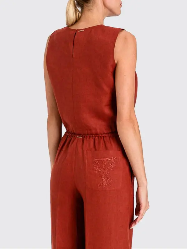 TWINSET Embroidered Linen Crop Top