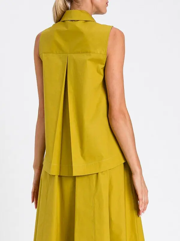 TWINSET Stretch Cotton Sleeveless Shirt With French Collar - Forest Green