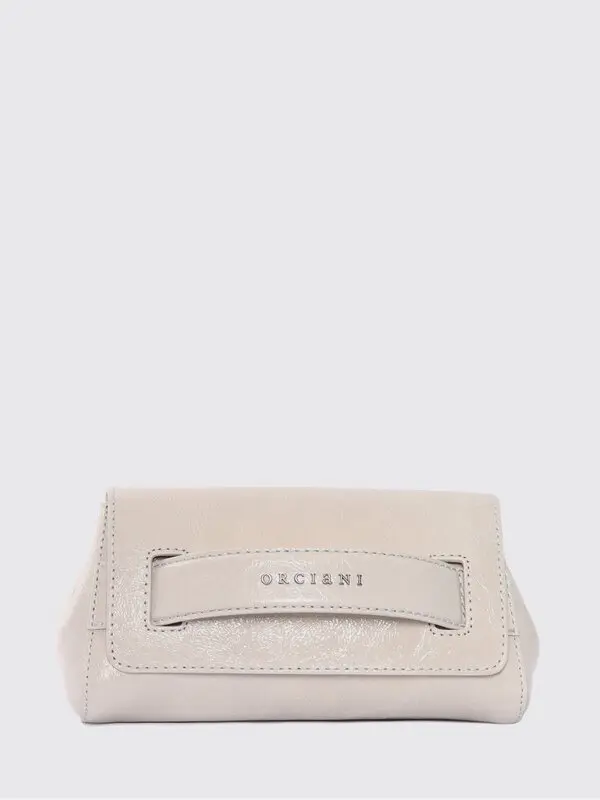 Orciani Gossip Stark Ruched Leather Clutch - White