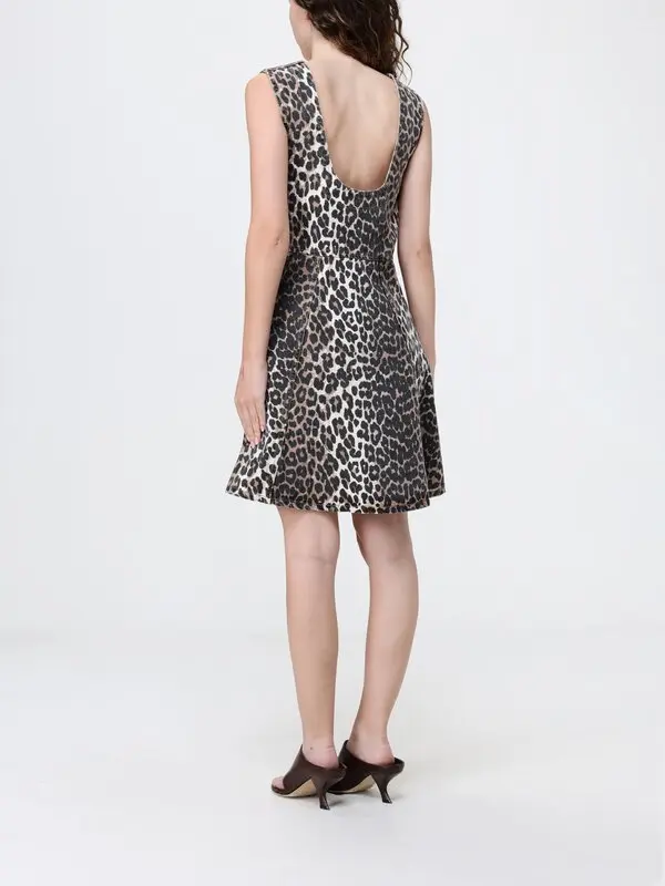 GANNI Sleeveless Mini Dress With Animalier Print