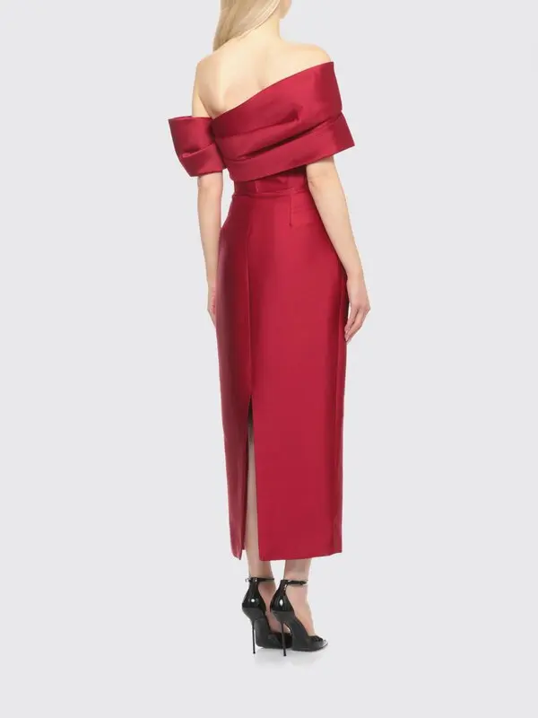 Solace London Satin Midi Dress - Red