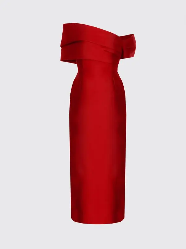 Solace London Satin Midi Dress - Red