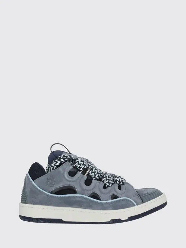 LANVIN Curb Leather And Mesh Sneakers - Beige