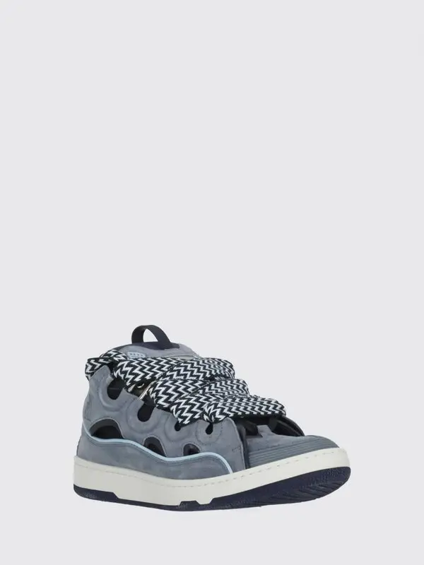 LANVIN Curb Leather And Mesh Sneakers - Beige