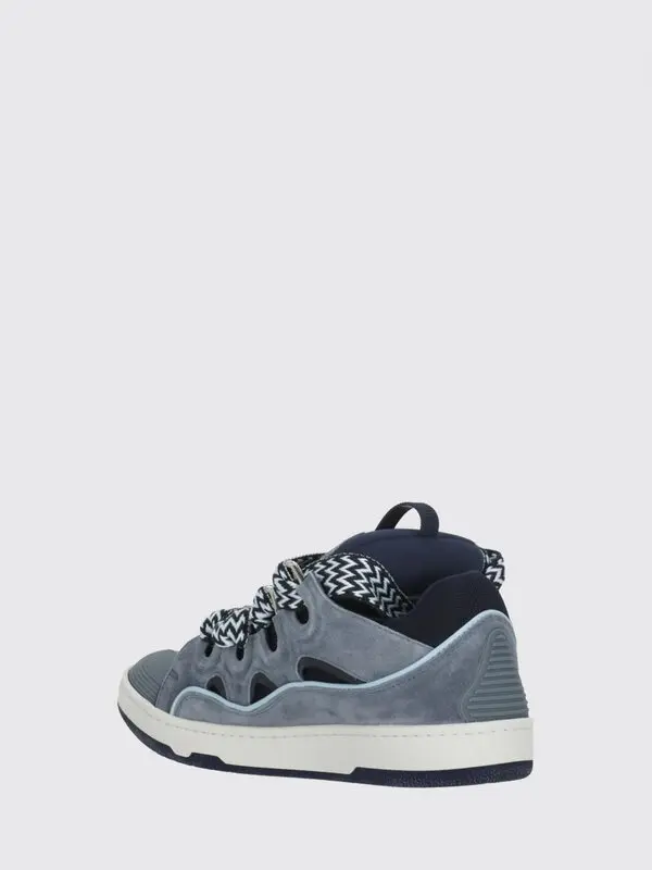 LANVIN Curb Leather And Mesh Sneakers - Beige