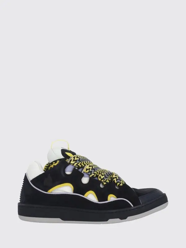 LANVIN Curb Leather And Mesh Low-top Sneakers - Black