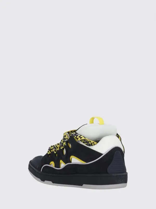 LANVIN Curb Leather And Mesh Low-top Sneakers - Black