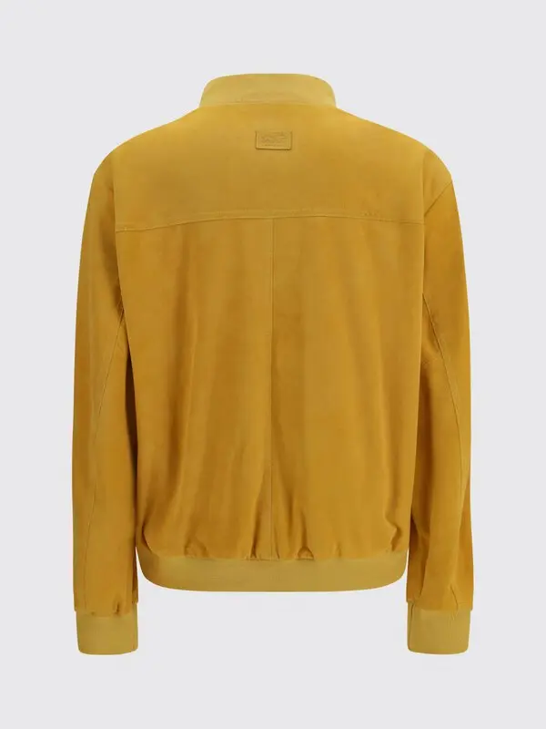 VALSTAR Suede Leather Bomber Jacket With High Collar And Button Closure