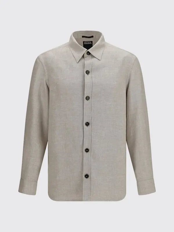 Zegna Shirt Jacket In Cashmere And Linen Blend