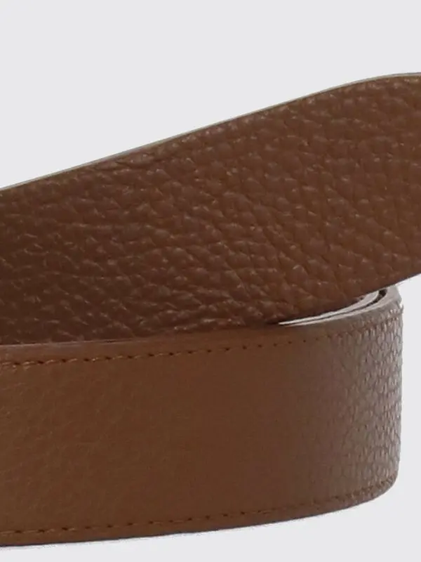Orciani Nobuckle Hammered Leather Belt - Brown