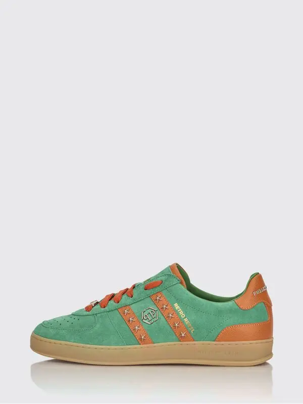 Philipp Plein Retro Rebel Suede Sneakers With Applied Stars - Green