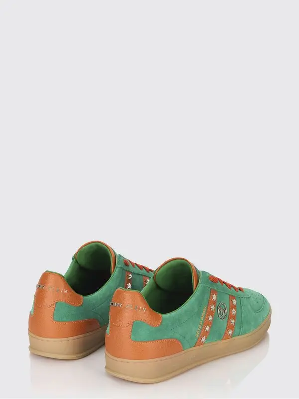 Philipp Plein Retro Rebel Suede Sneakers With Applied Stars - Green
