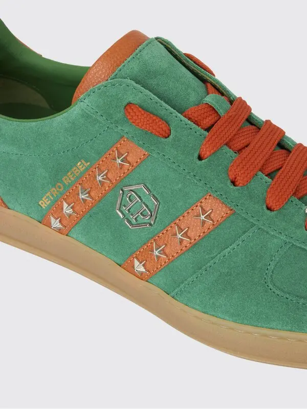 Philipp Plein Retro Rebel Suede Sneakers With Applied Stars - Green