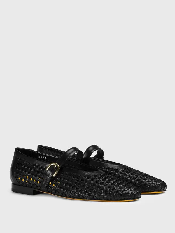 DOUCAL'S Woven Leather Ballet Pumps - Black